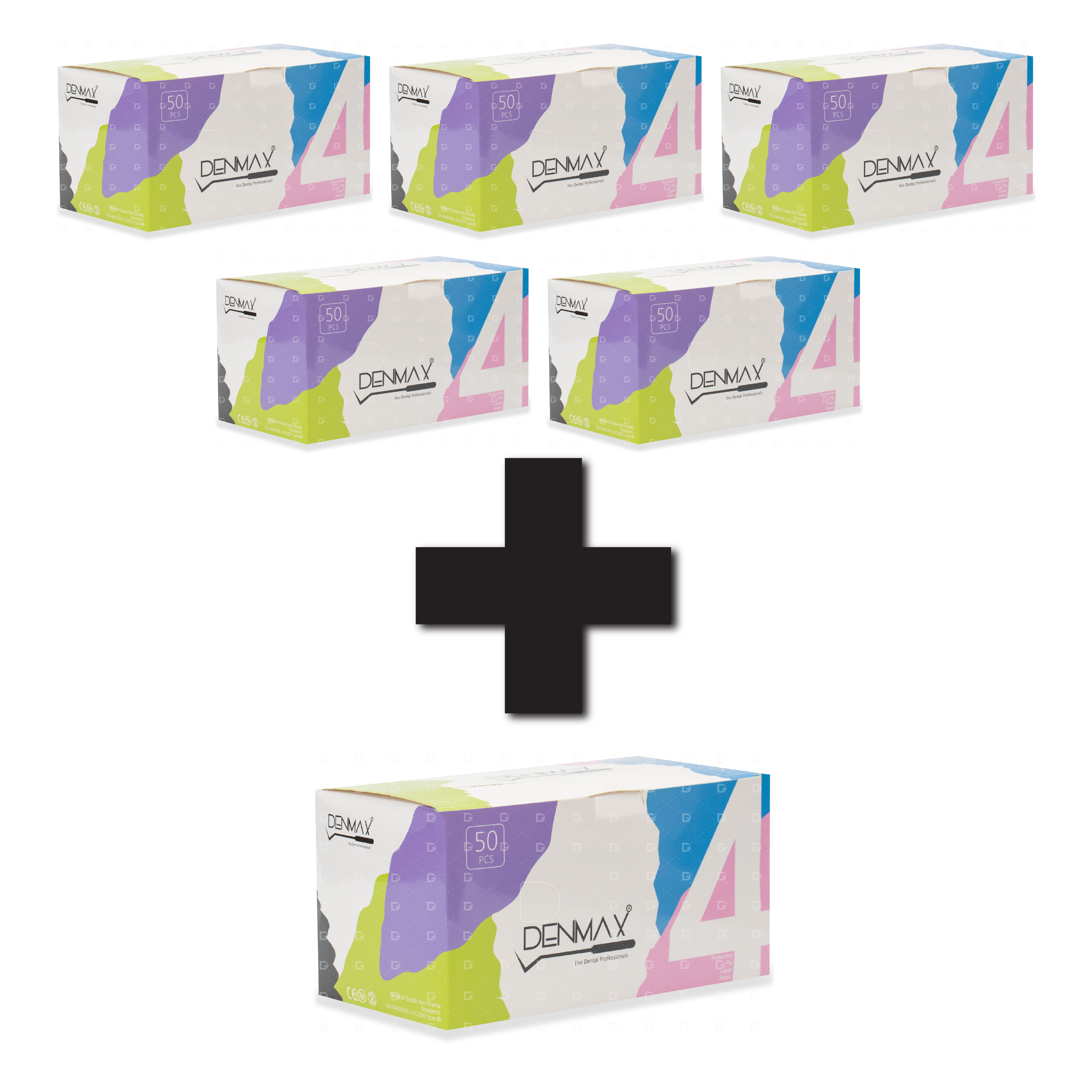 Buy Denmax 4 Ply Mask (Combo of 6 Boxes) per box 50 pcs